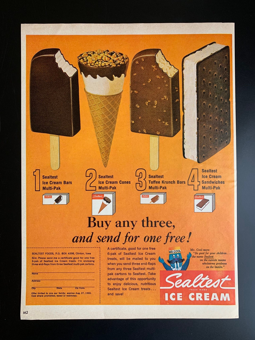 Vintage 1965 Sealtest Ice Cream Print Advertisement - Etsy