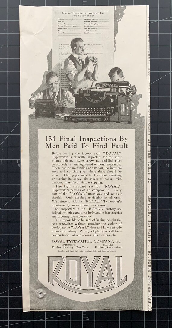 Vintage 1918 Royal Typewriter WW1 Era Print Ad - Etsy UK