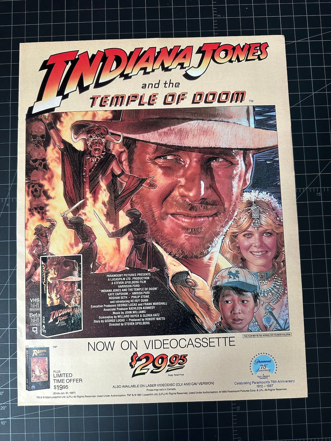 Vintage 1980s “indiana Jones and the Temple of Doom” Original Film ...