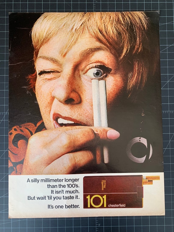 Vintage 1960s Chesterfield 101 Cigarettes Print Ad - Etsy Canada