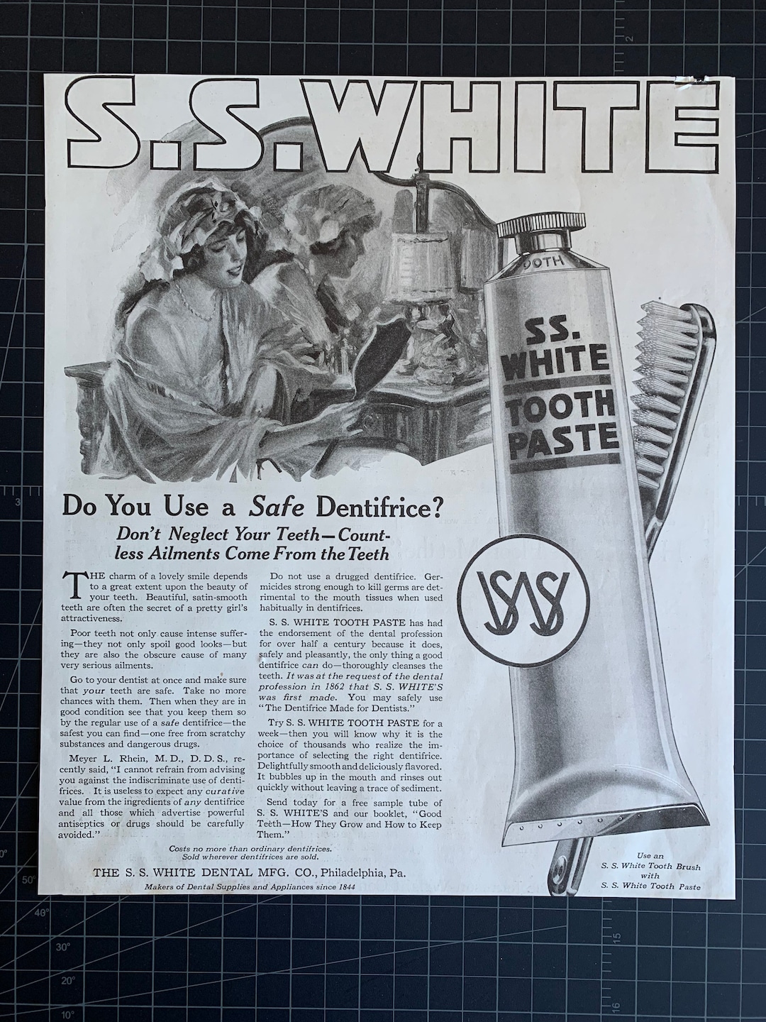 Vintage 1918 Ss White Toothpaste Print Ad - Etsy