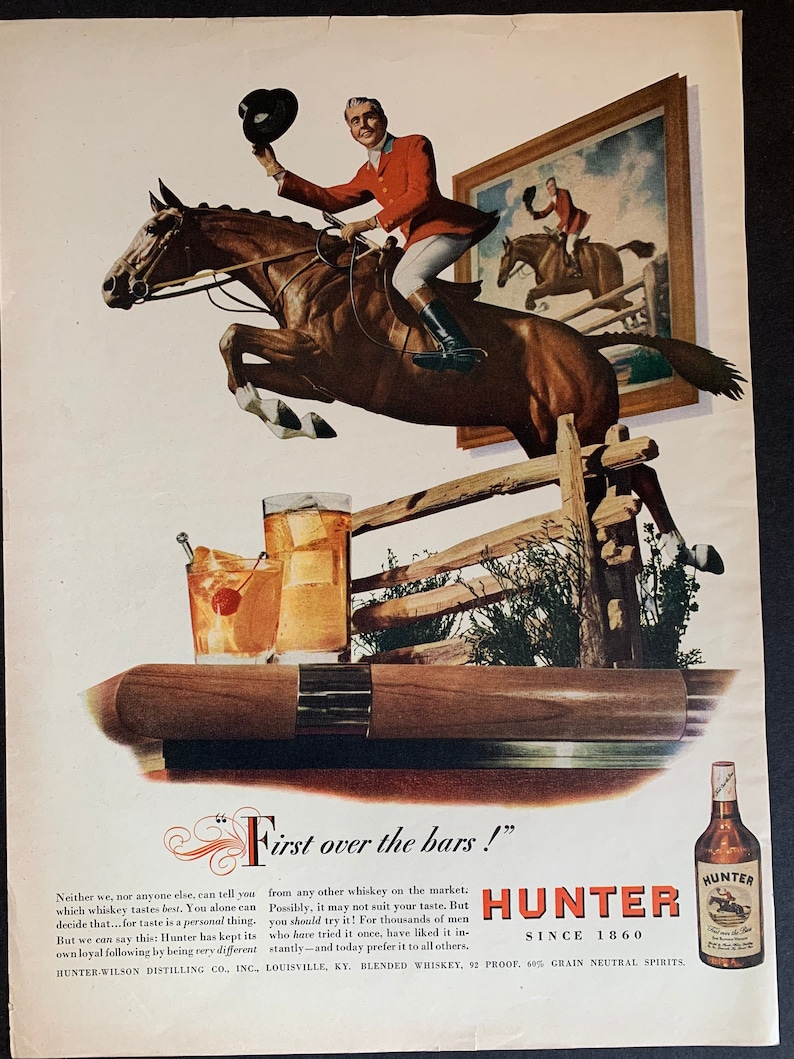Vintage 1940s Hunter Kentucky Whiskey Original Print Ad - Etsy