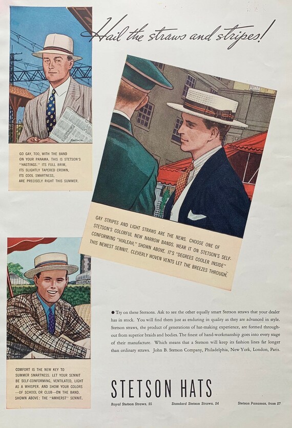 Vintage 1937 Stetson Hats Print Ad - Etsy