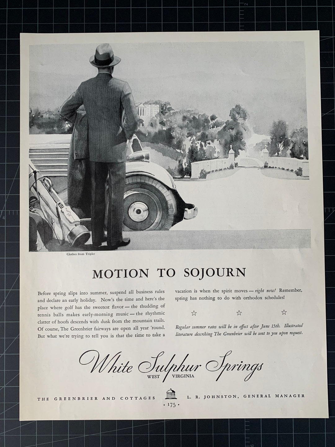 Vintage 1934 White Sulpher Springs West Virginia Print Advertisement - Etsy
