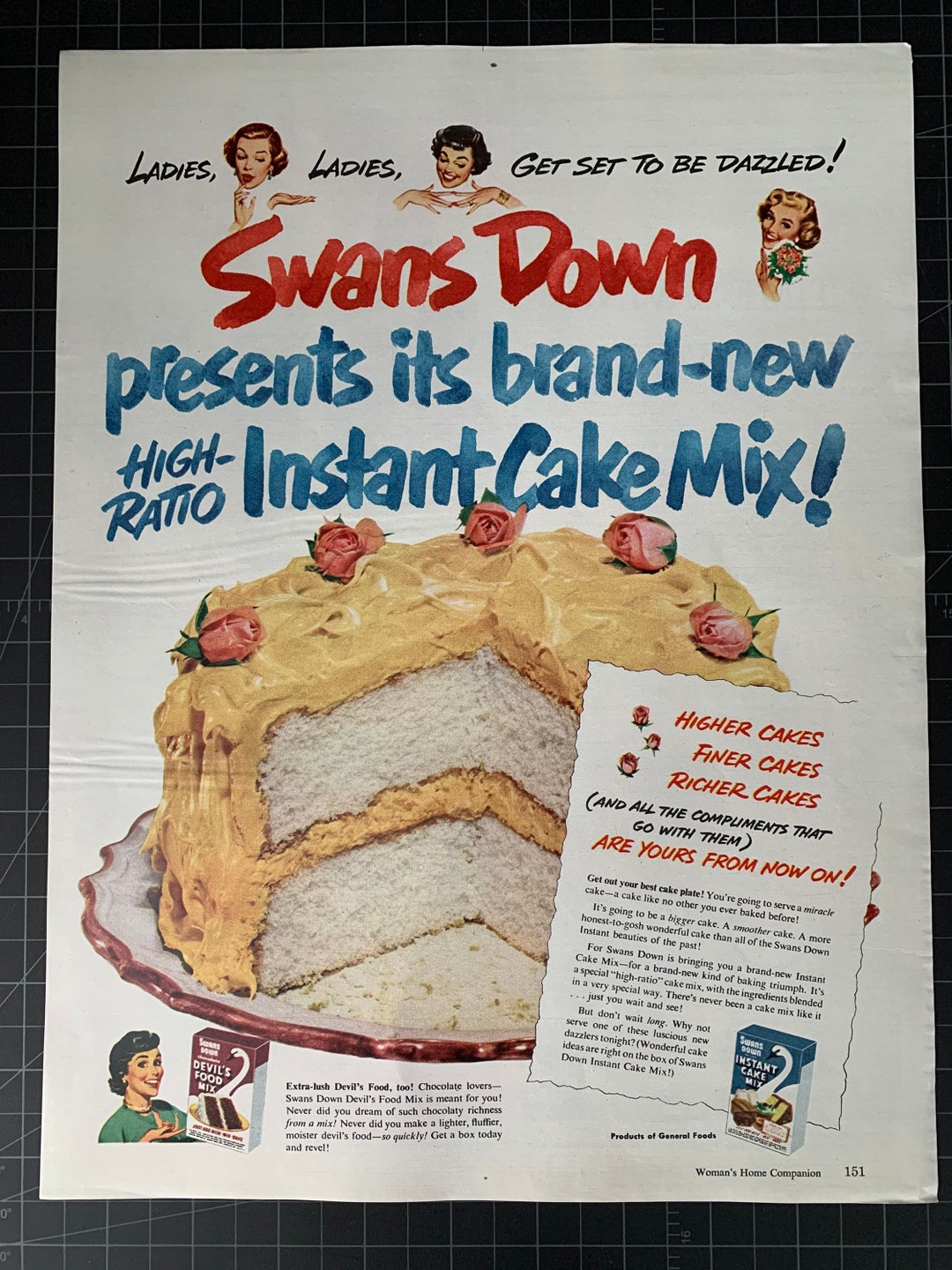 Vintage 1951 Swans Down Cake Mix Print Advertisement - Etsy