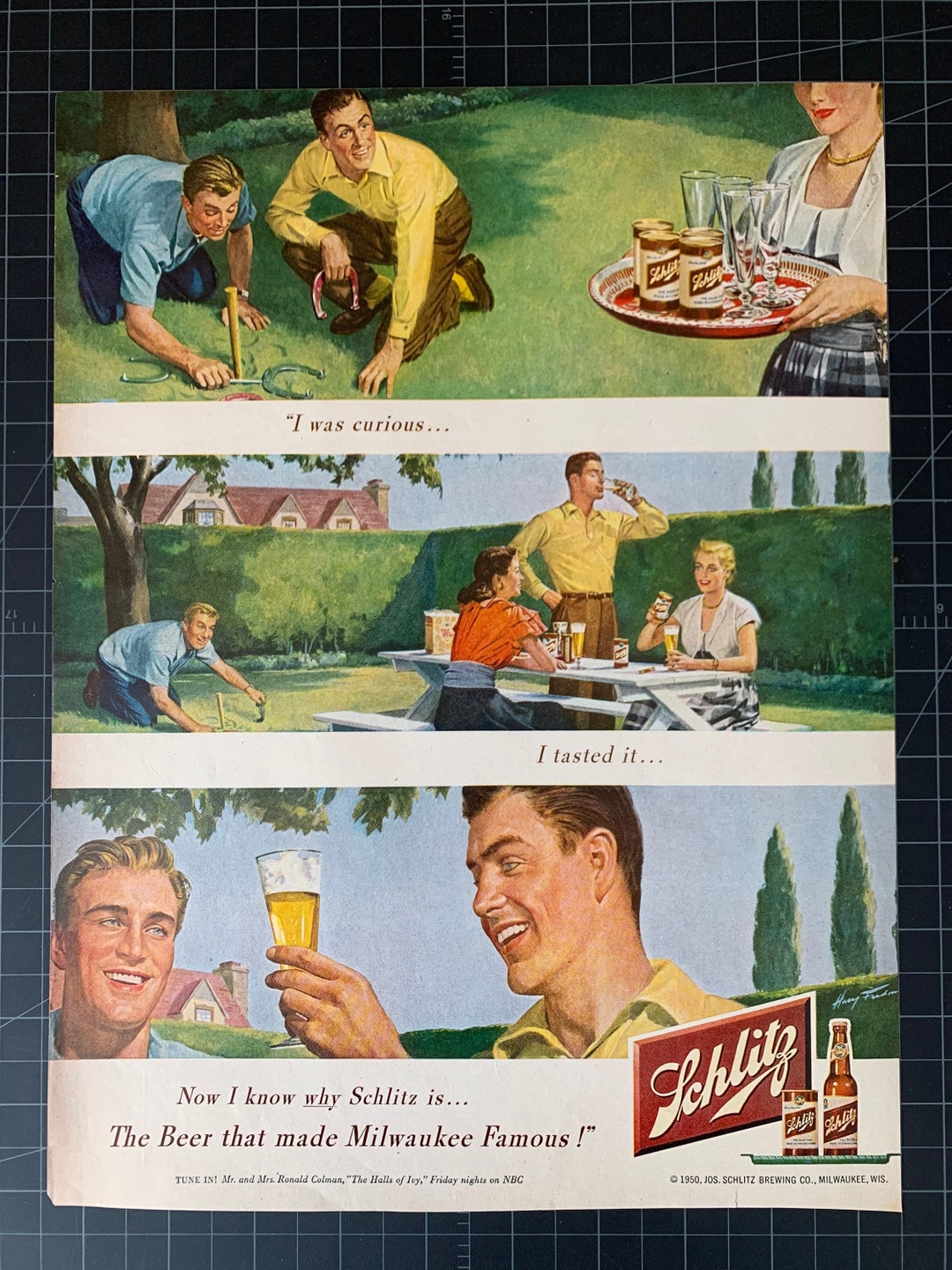 Vintage 1940s Schlitz Beer Print Advintage Retro Gift Decor - Etsy