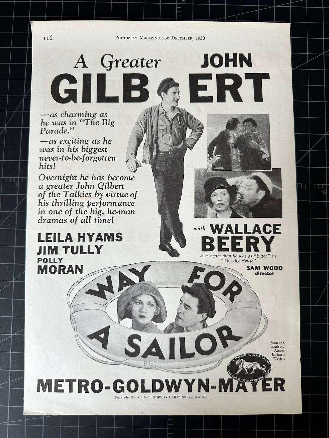 Rare Vintage 1930 “way for a Sailor” Film Print Ad - John ...