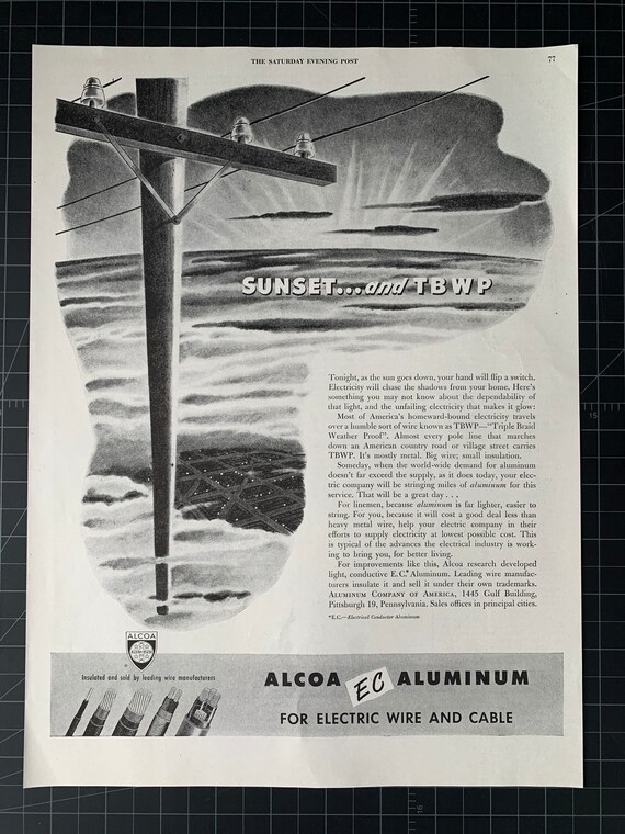Vintage 1949 Alcoa Aluminum Electrical Print Ad | Etsy