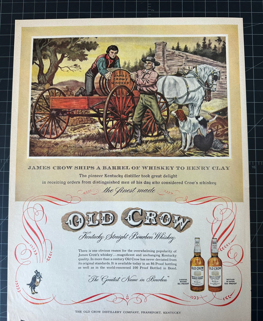 Vintage 1950s Old Crow Whiskey Print Advertisement - Etsy