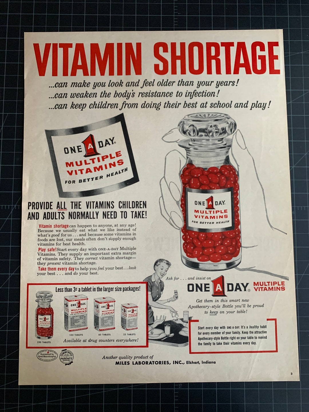 Vintage 1950s One-a-day Vitamin Print Advertisement - Etsy