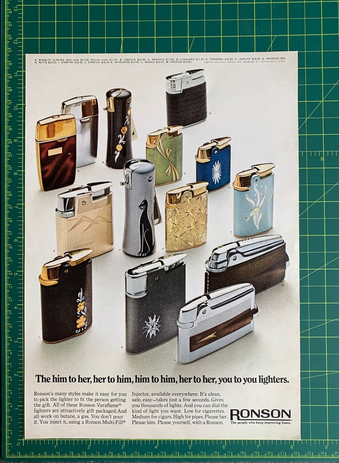 Vintage 1970s Ronson Lighters Print Ad | Etsy