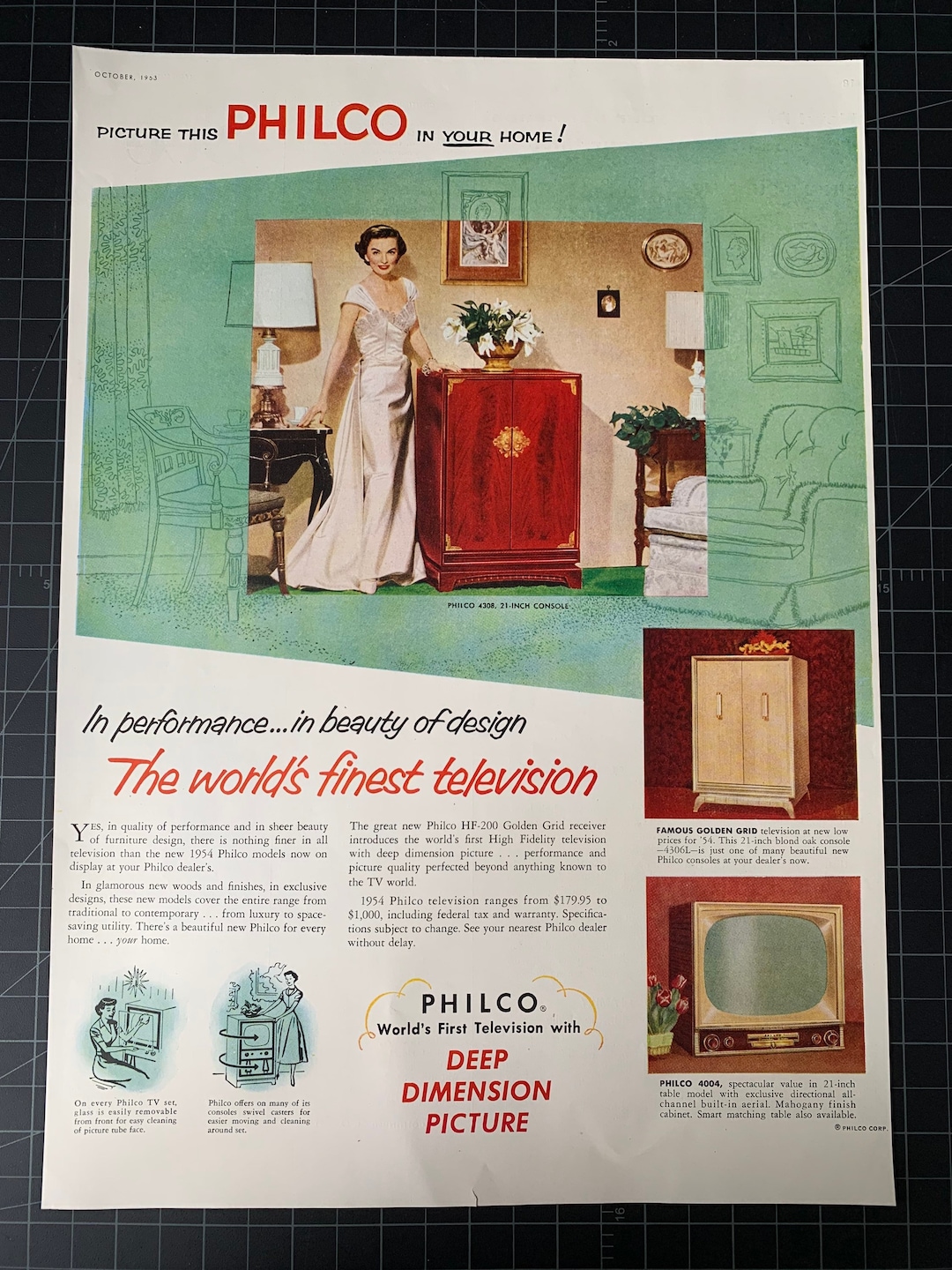 Vintage 1953 Philco Television Print Advintage Retro Gift Decor - Etsy