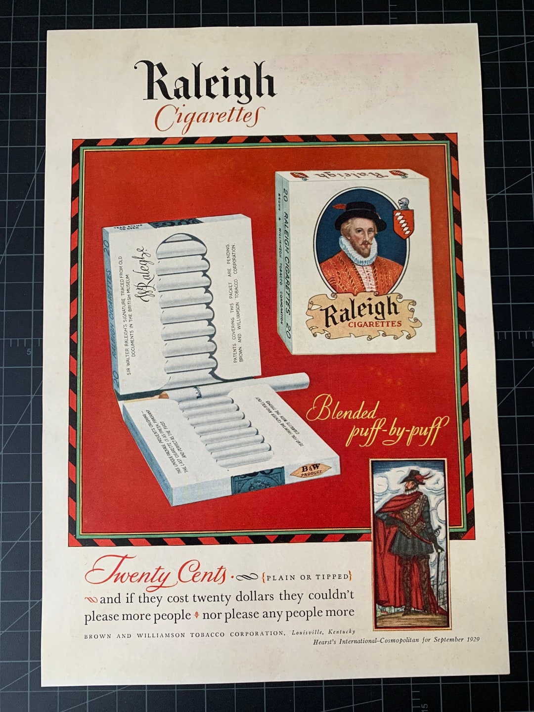 Vintage 1929 Raleigh Cigarettes Print Advintage Retro Gift Decor - Etsy