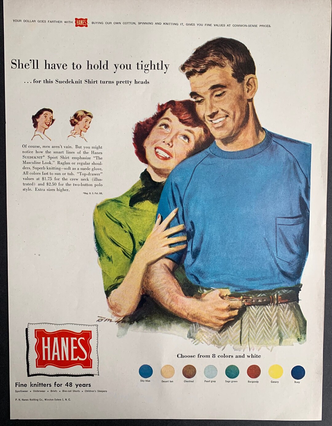 Vintage 1949 Hanes Men's Clothing Print Advertisement - Etsy Vintage 1949 Hanes Men's Clothing Print Advertisement - Etsy