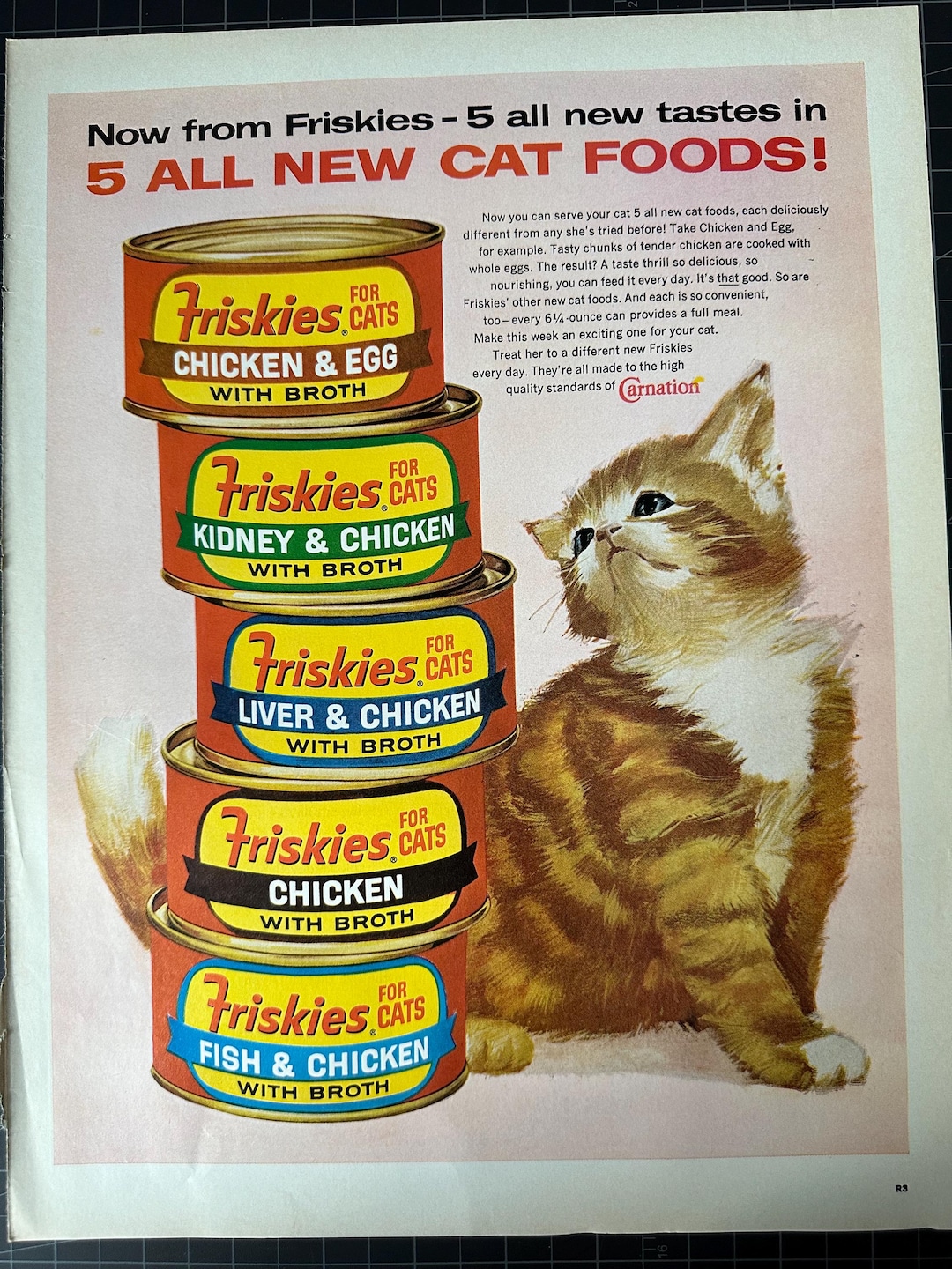 Vintage 1960s Friskies Cat Food Print Ad - Etsy