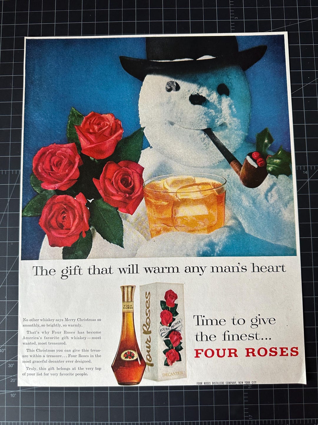 Vintage 1950s Four Roses Whiskey Christmas Original Advertisement - Etsy