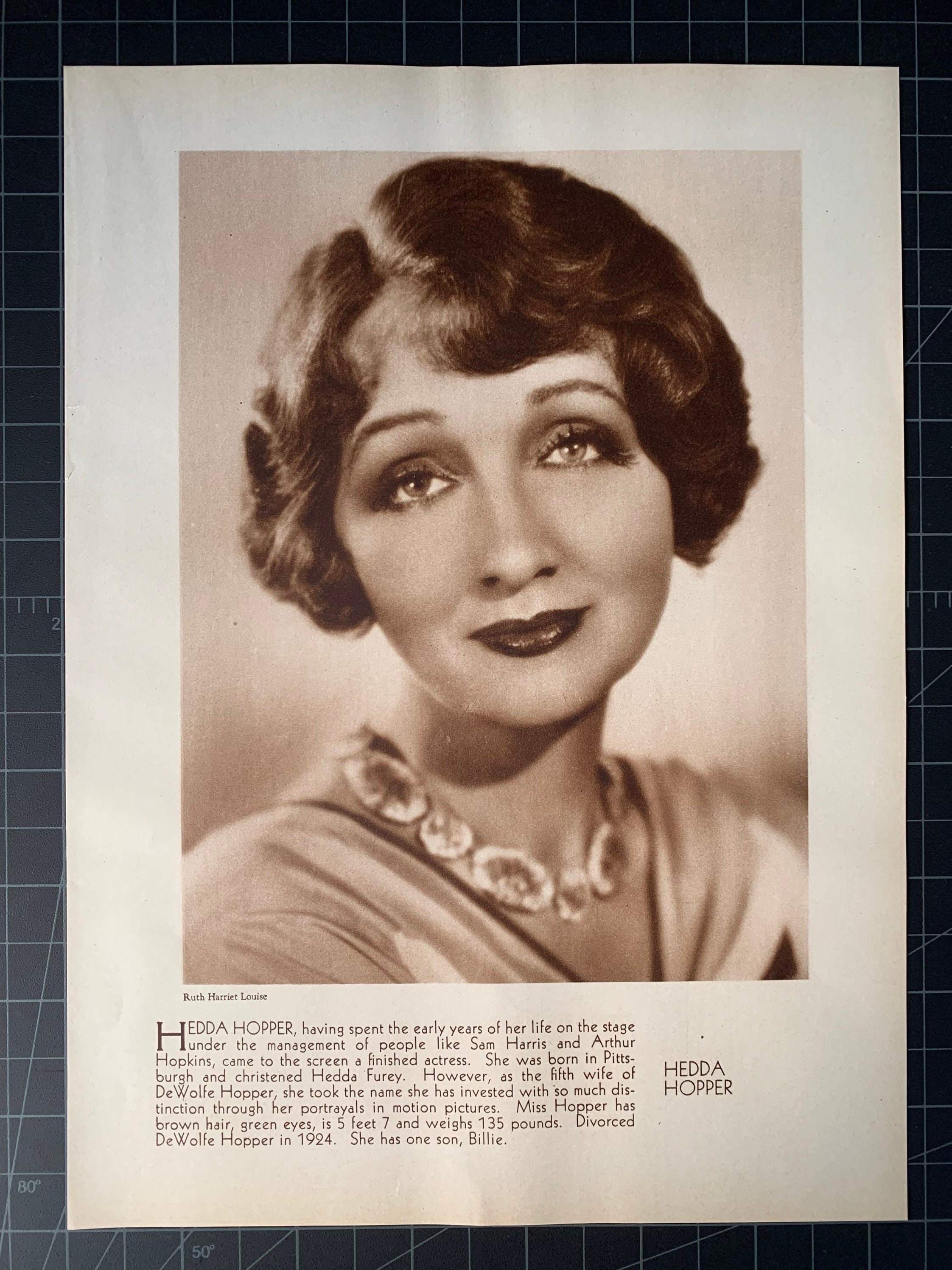 Vintage Circa 1930 Hedda Hopper Photoplay Portrait | Etsy