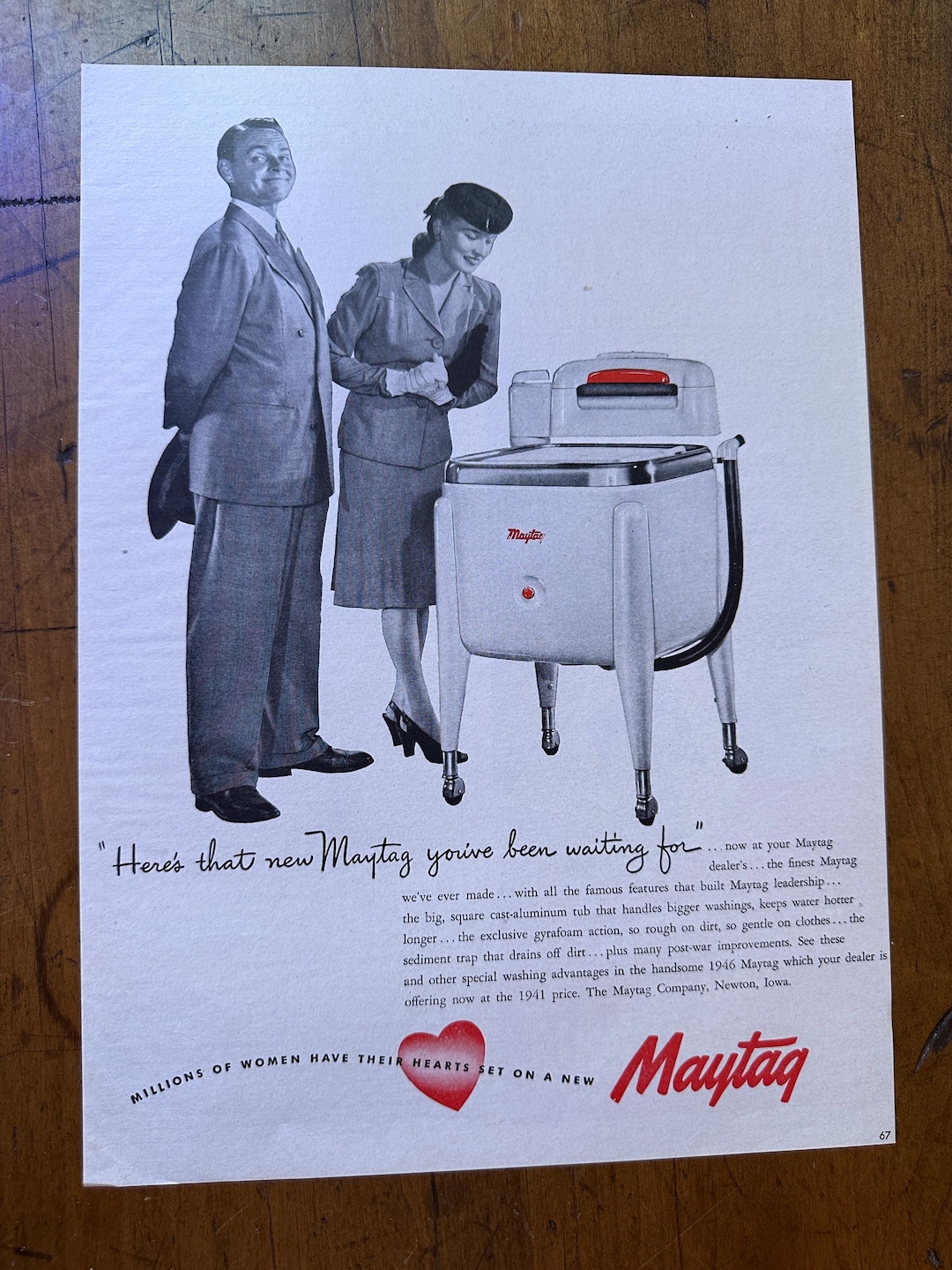 Vintage 1946 Maytag Washer Print Ad - Etsy