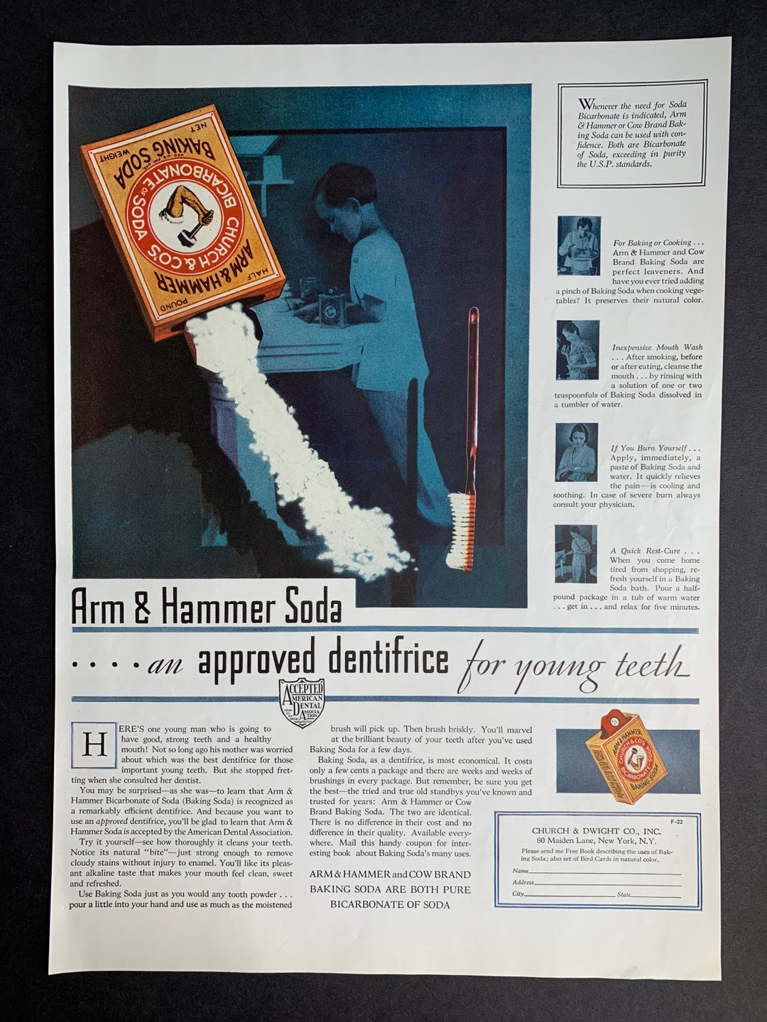 Vintage 1931 Arm & Hammer Baking Soda Original Advertisement - Etsy