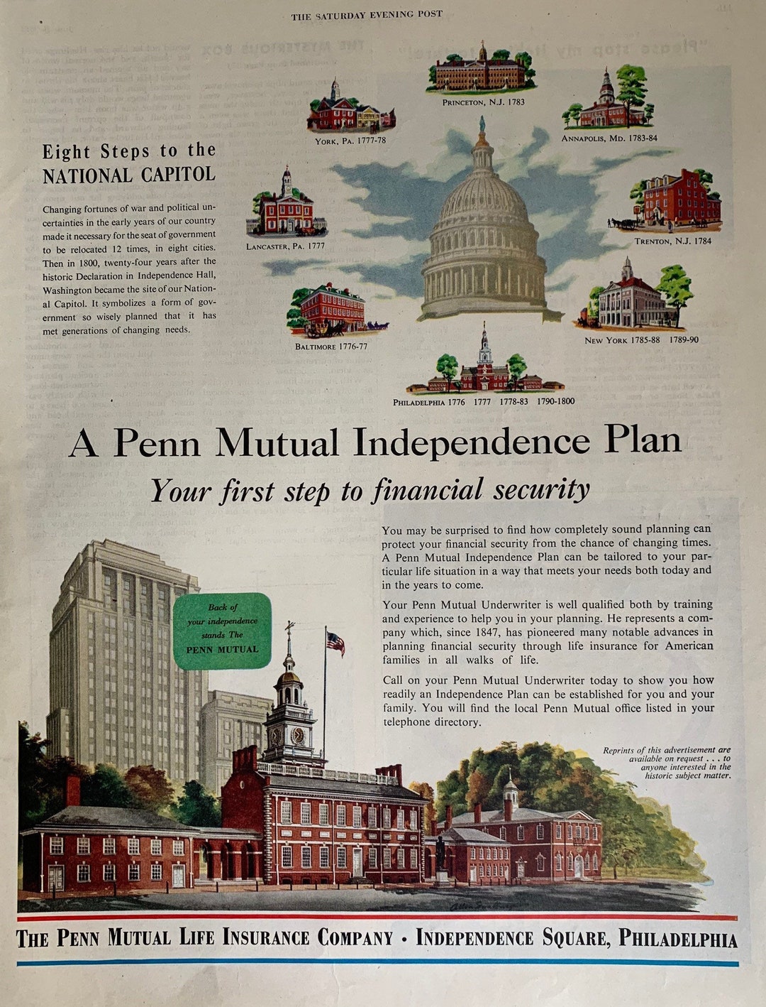 1954 Penn Mutual Magazine Ad • Vintage Insurance Advertisement Print ...
