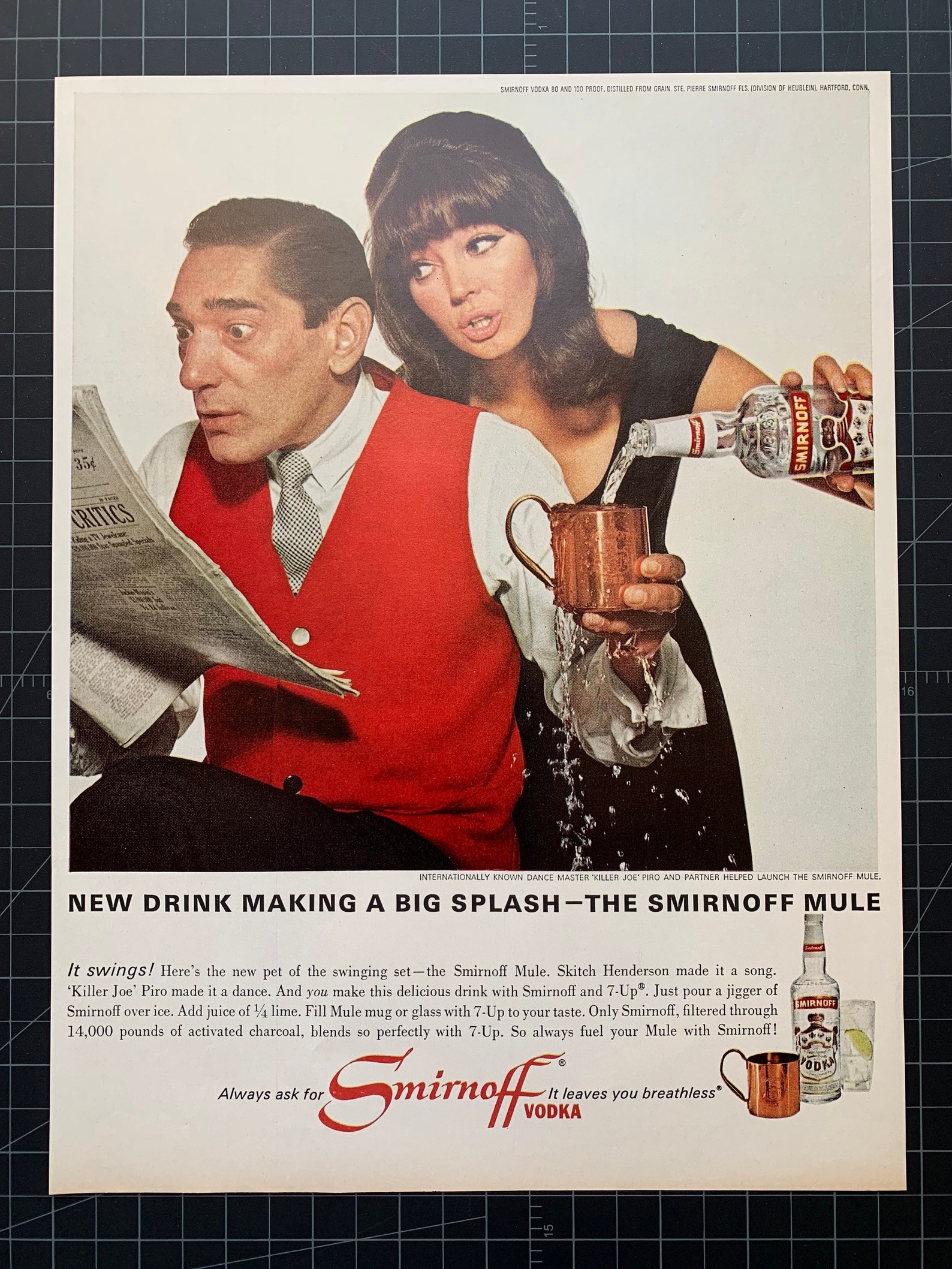 Vintage 1965 Smirnoff Vodka Print Ad Killer Joe Piro - Etsy