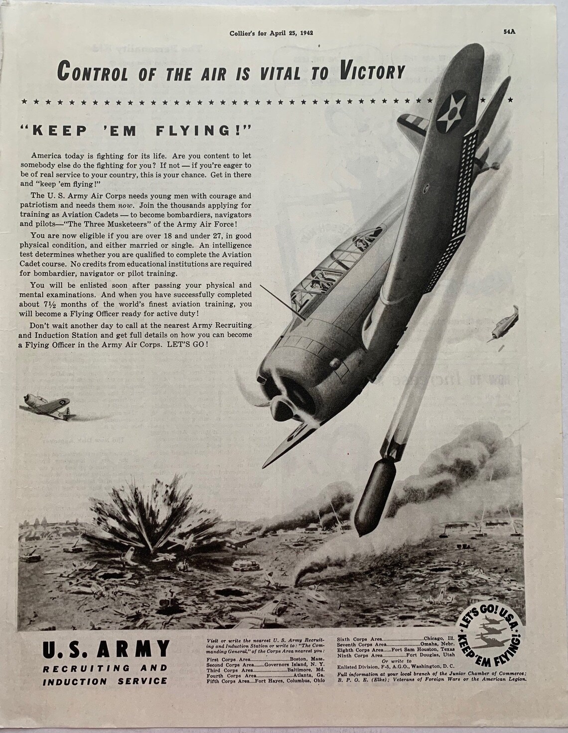 Vintage 1940s U.S. Army WW2 Ad | Etsy