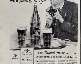 1937 Hires Root Beer Ad Matted Vintage 11x14 Print - Etsy