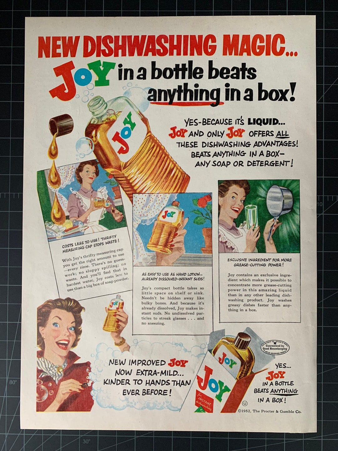 Vintage 1952 Joy Dish Soap Print Advertisement - Etsy