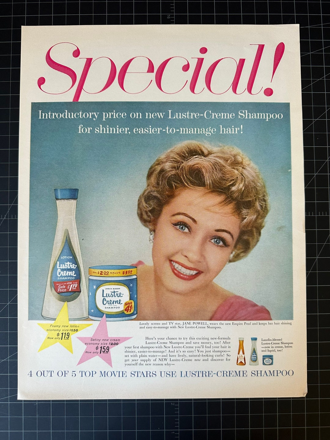 Vintage 1959 Lustre-creme Shampoo Print Ad - Jane Powell - Etsy