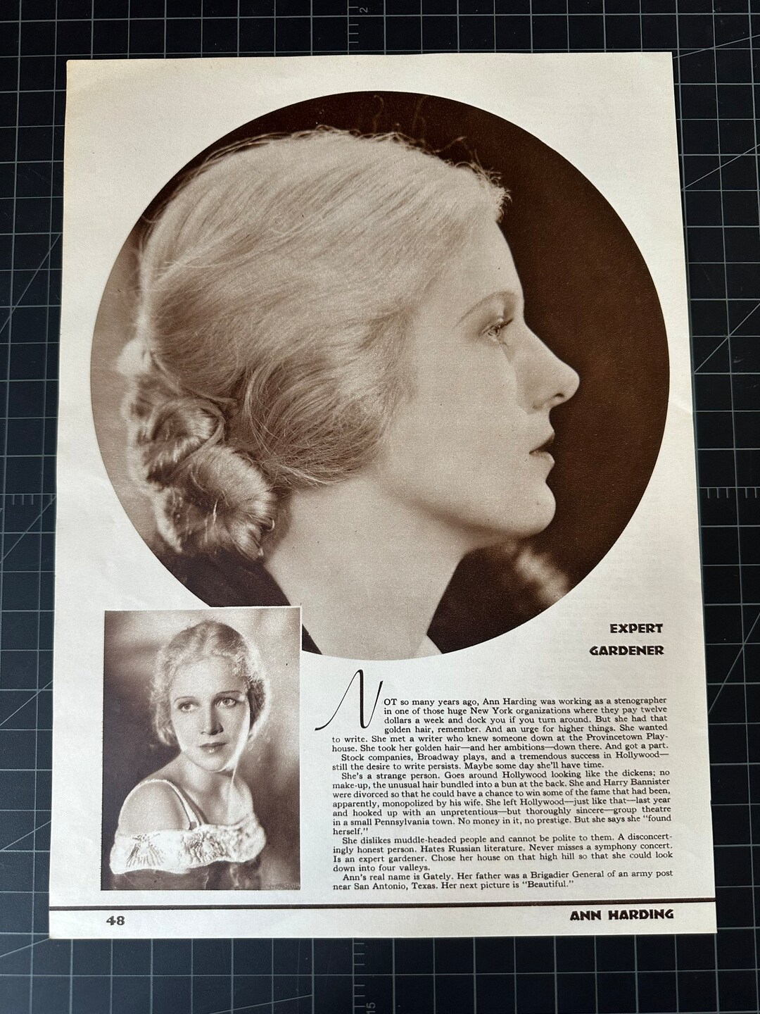 Rare Vintage 1936 Ann Harding Portrait Bio Old Hollywood Actressvintage ...