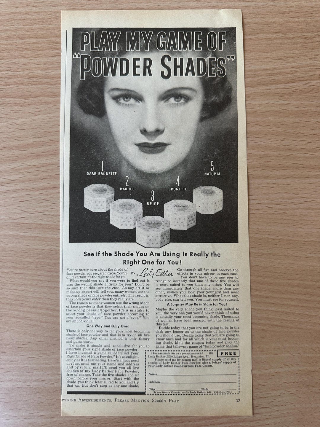 Vintage 1936 Lady Esther Cosmetics Print Ad - Etsy