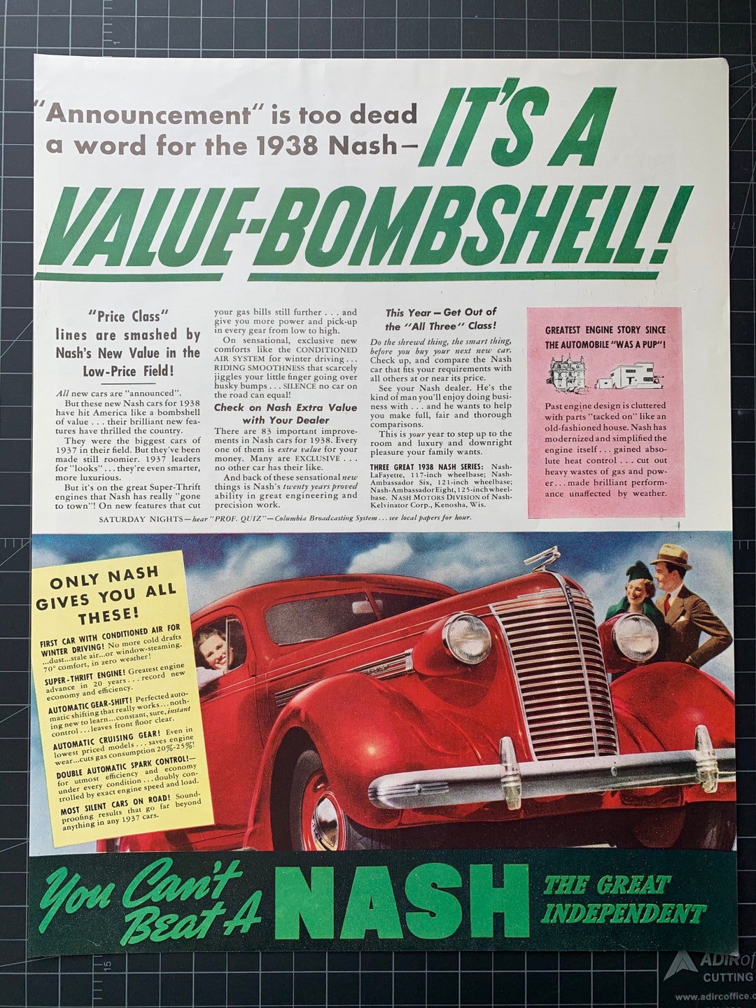 Vintage 1938 Nash Automobile Print Advertisement - Etsy