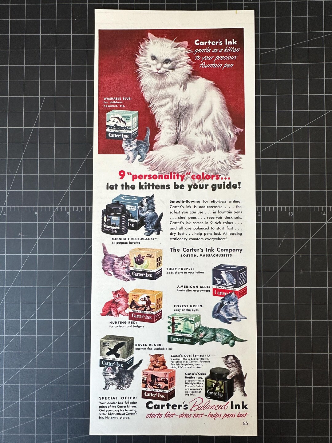 Vintage 1943 Carter’s Ink Print Ad - Etsy