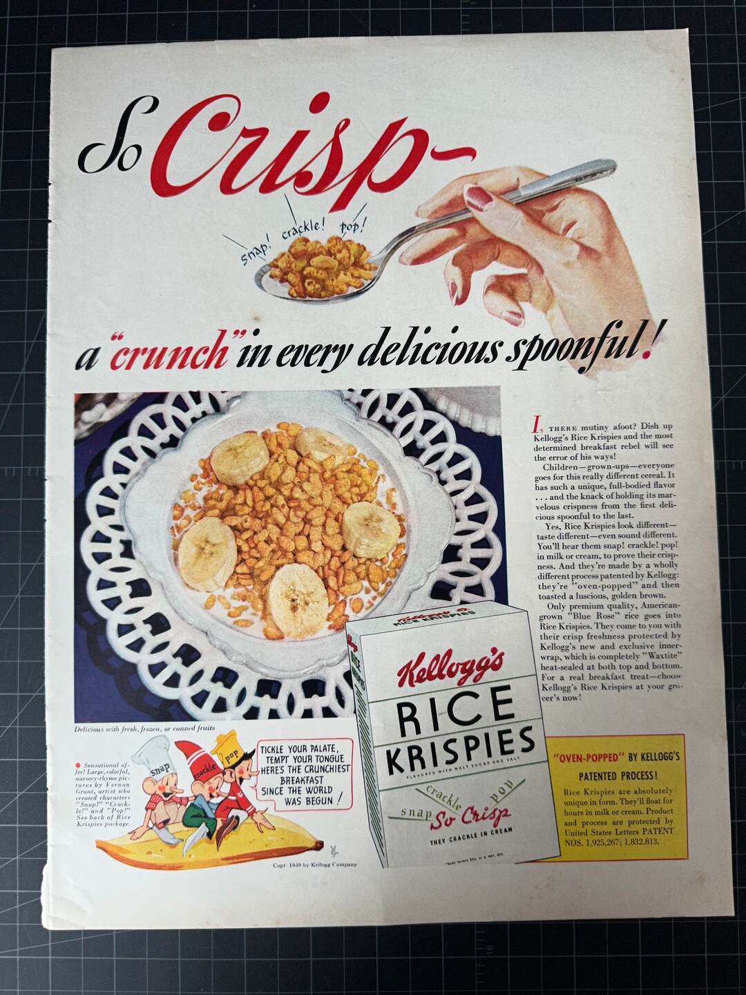 Vintage 1939 Rice Krispies Print Advertisement - Etsy