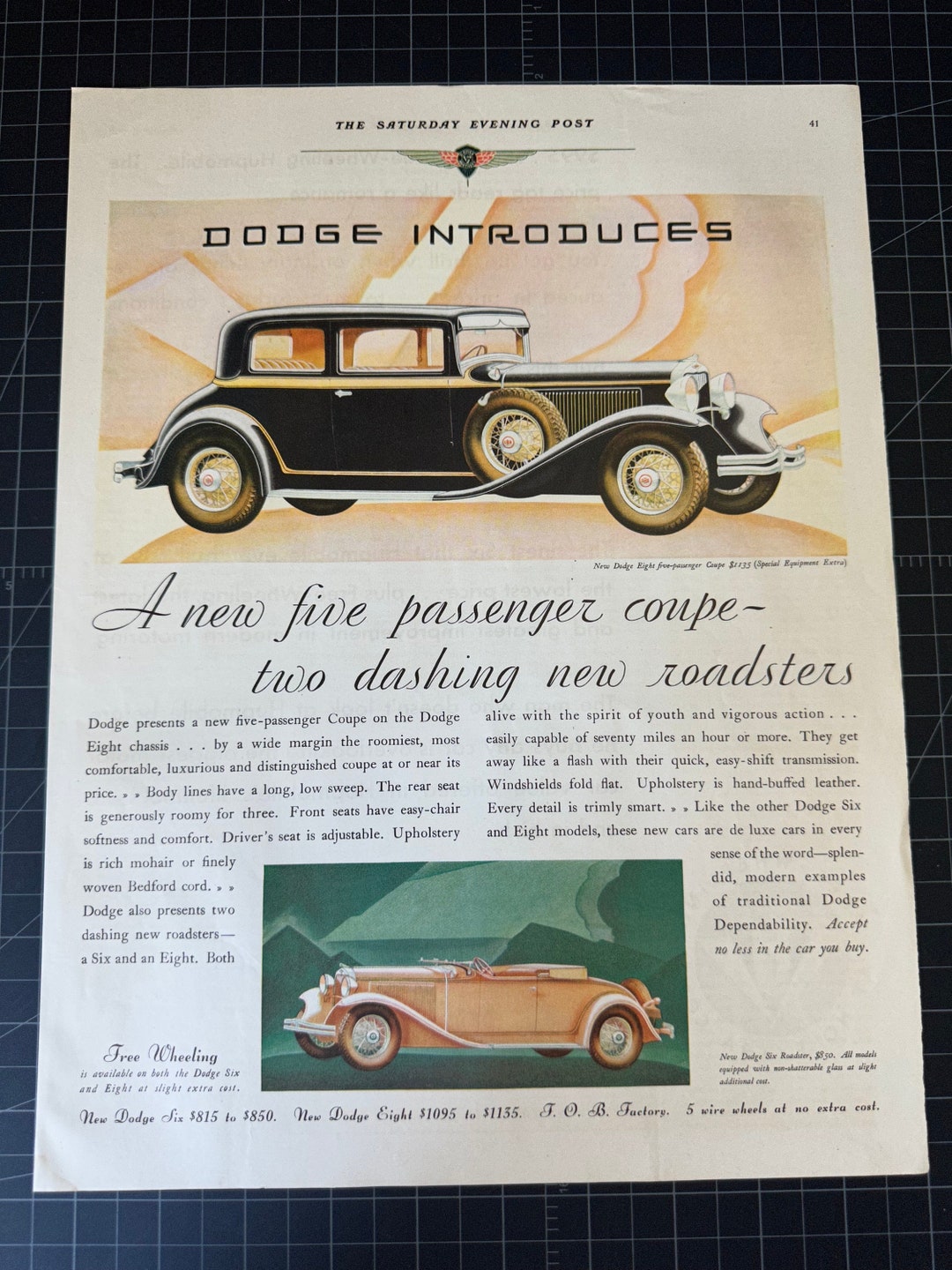 Vintage 1931 Dodge Eight Print Advertisement - Etsy