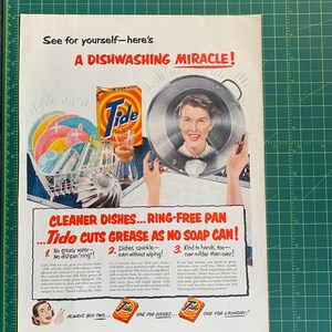 Vintage 1950s Tide Detergent Original Print Ad - Etsy
