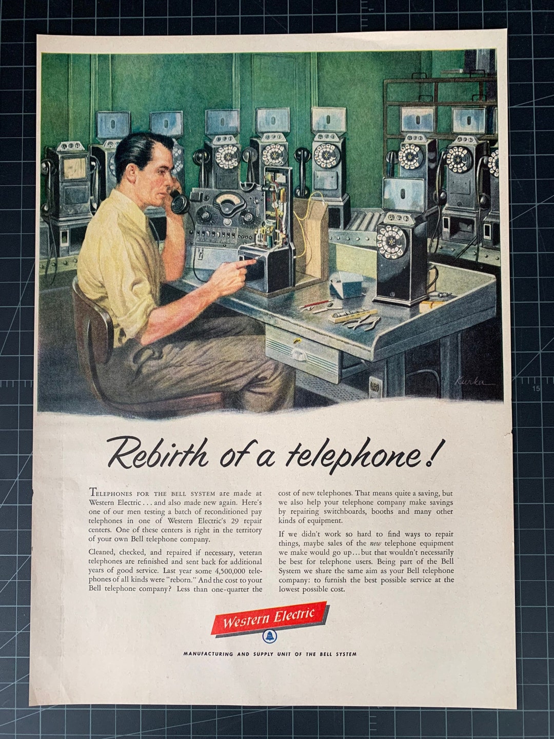 Vintage 1954 Western Electric Print Ad - Etsy