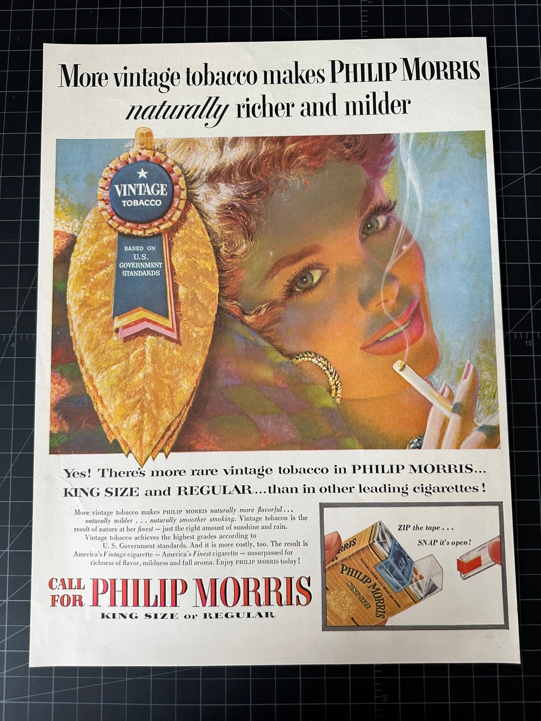 Vintage 1955 Philip Morris Cigarettes Print Ad - Etsy