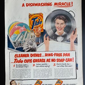 Vintage 1950s Tide Detergent Original Print Ad - Etsy