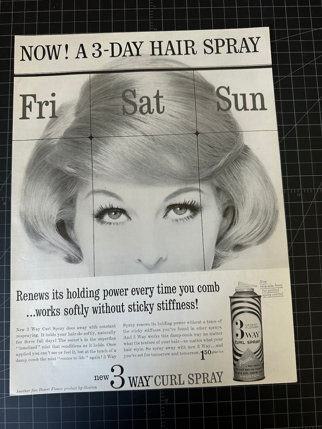 Vintage 1960 3 Way Curl Hairspray Original Print Ad - Etsy