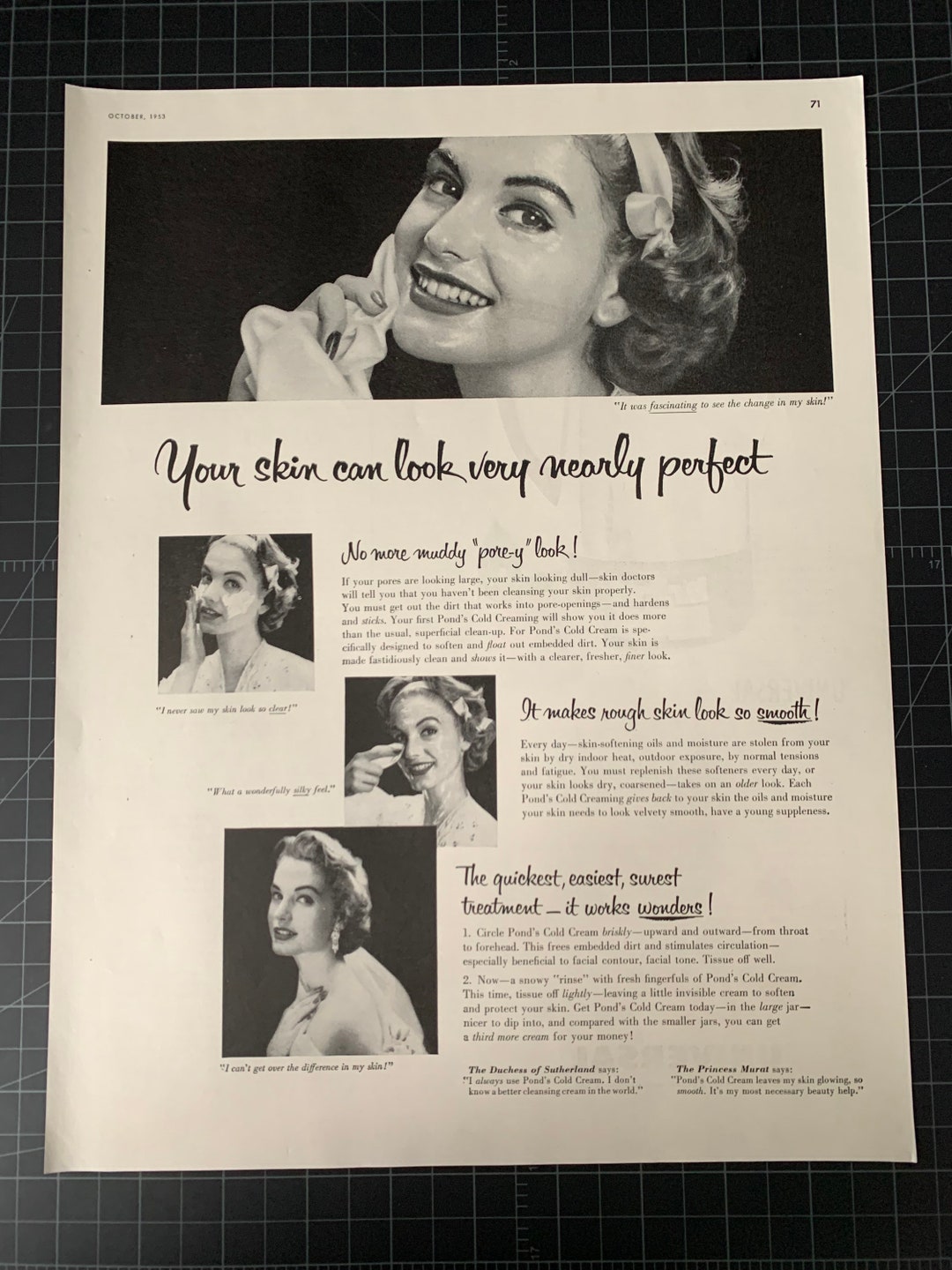 Vintage 1953 Ponds Cold Cream Print Ad - Etsy