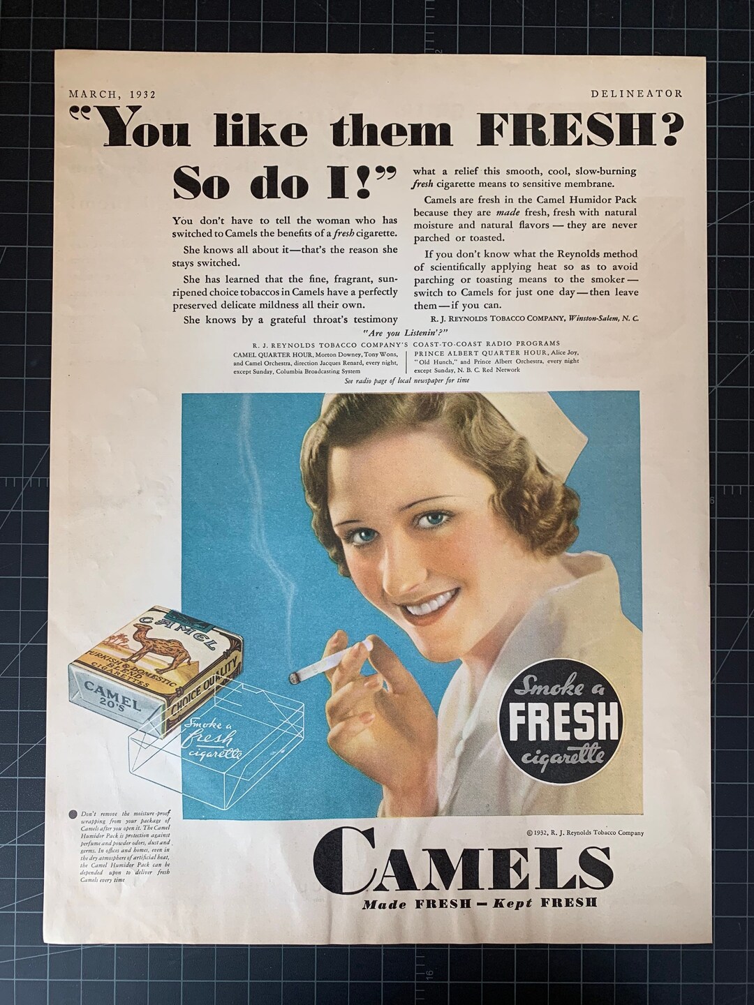 Vintage 1932 Camel Cigarettes Print Advertisement - Etsy