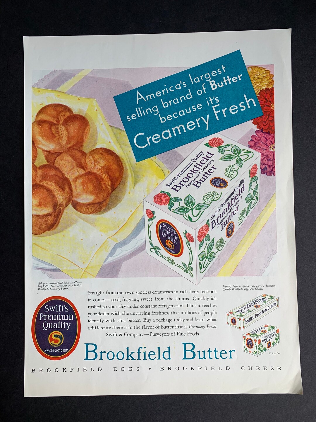 Vintage 1931 Brookfield Butter Print Advertisement - Etsy