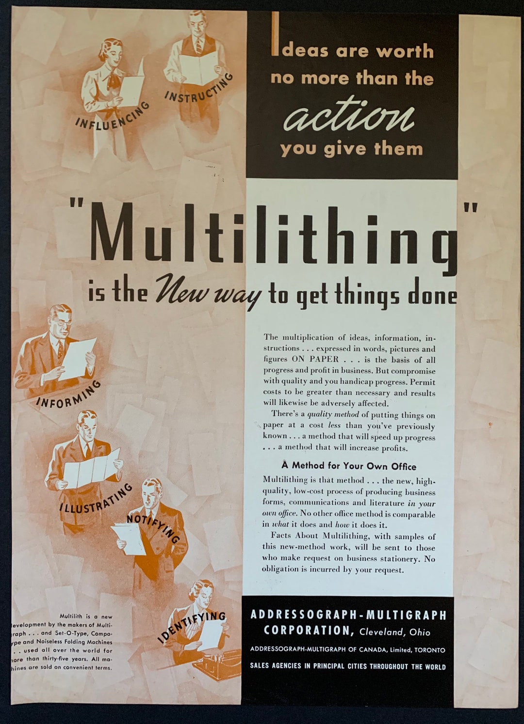 Vintage 1937 Addressograph-multigraph Co. Multilithing Ad - Etsy