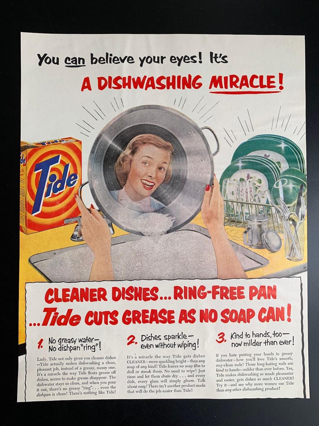 Vintage 1954 Tide Detergent Print Advertisement - Etsy