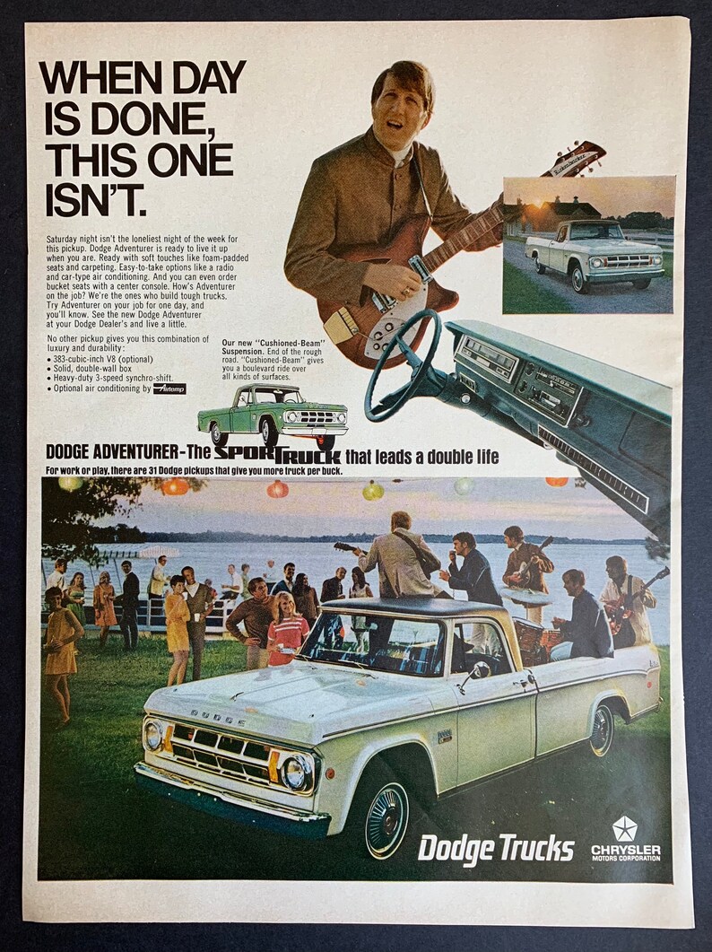Vintage 1968 Dodge Pickup Truck Print Ad | Etsy