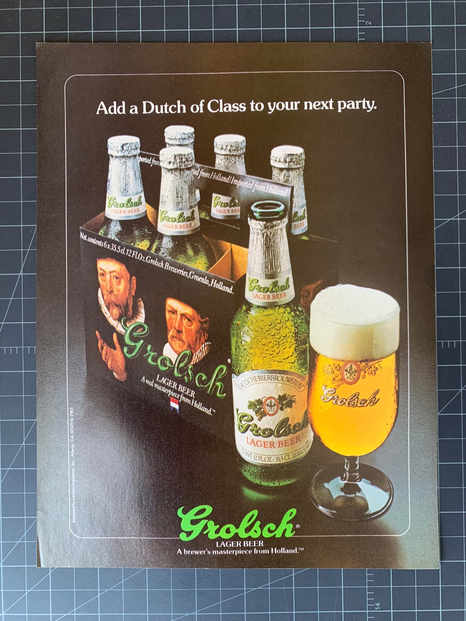 Anuncio impreso original de cerveza Grolsch Lager vintage de 1983 ...