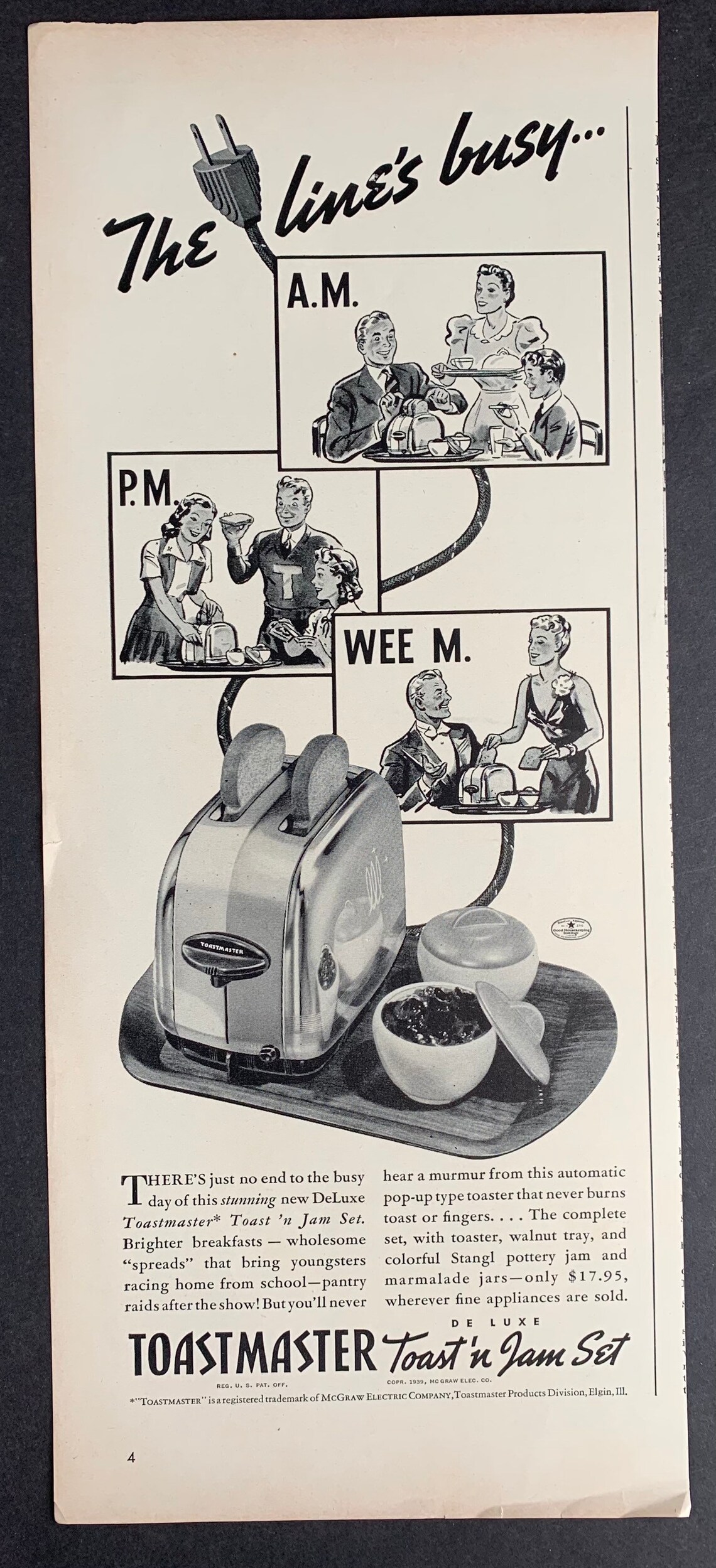 Vintage 1939 Toastmaster Toaster Print Ad - Etsy