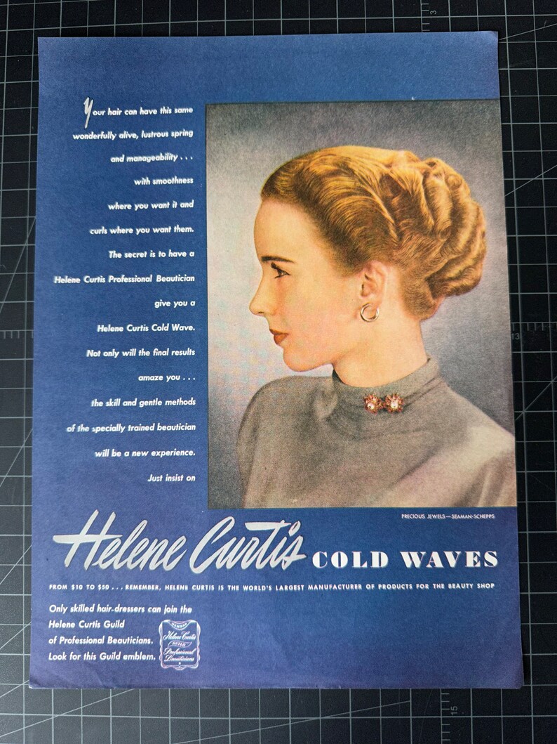 Vintage 1940s Helene Curtis Cold Wave Original Print Ad - Etsy