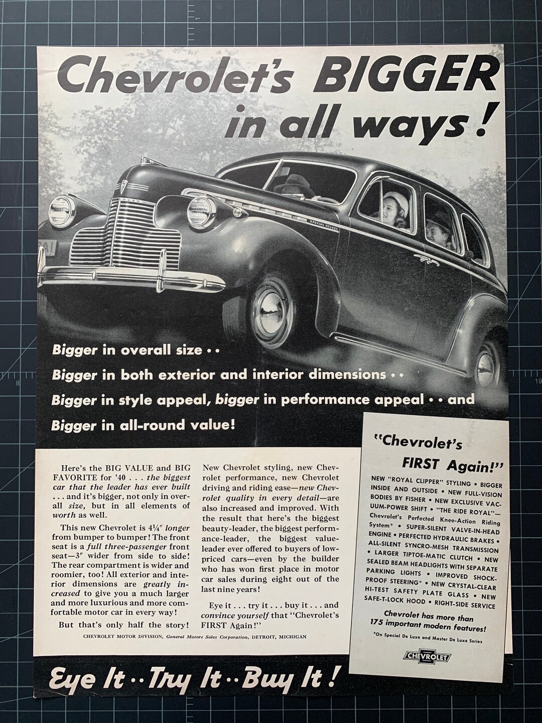 Vintage 1940 Chevrolet Print Advertisement - Etsy